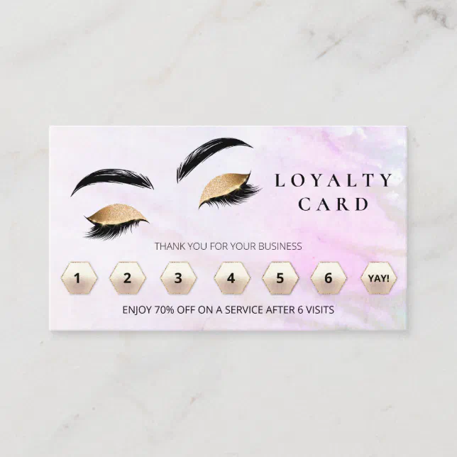 Brows Eyes Lashes Thank You Rewards QR LOGO Loyalty Card | Zazzle