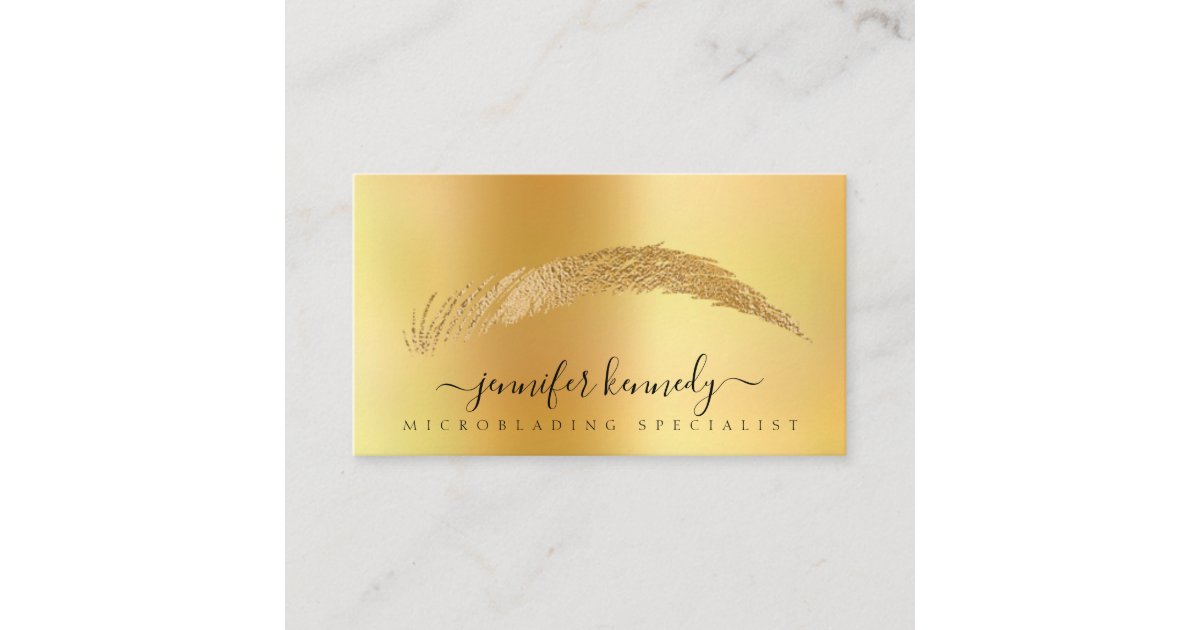 Brows Specialist Gold Foil Metallic Microblading Business Card | Zazzle