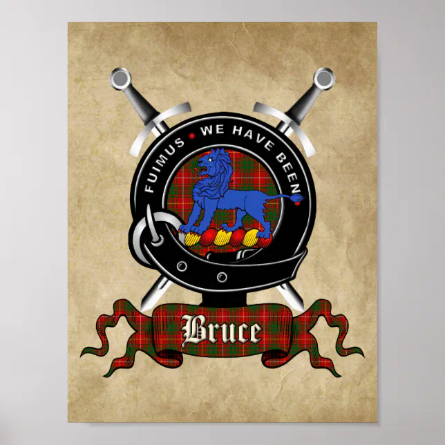 Bruce Clan Badge & Tartan 8.5x11 Poster | Zazzle