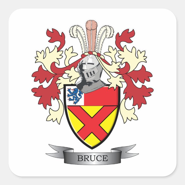 Bruce Family Crest Coat of Arms Square Sticker | Zazzle