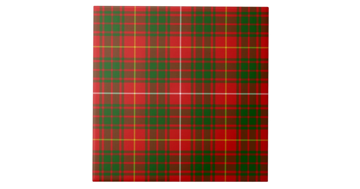 Bruce tartan red green plaid tile | Zazzle