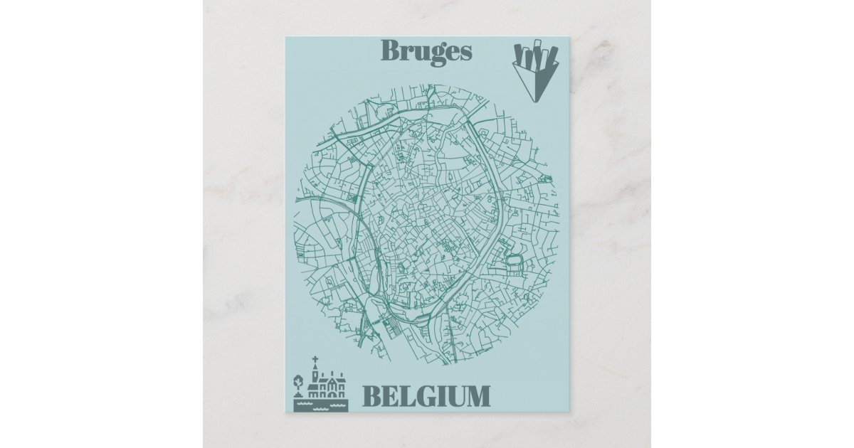 Bruges map postcard | Zazzle