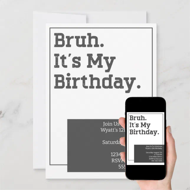 Bruh Birthday Party Invitation Invite Template | Zazzle