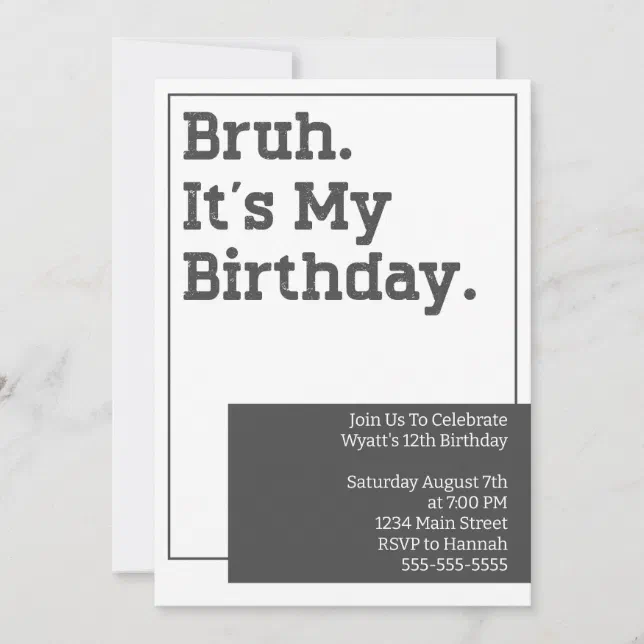 Bruh Birthday Party Invitation Invite Template | Zazzle