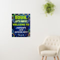 Bruh Neon Glow Blue Green Birthday Party Welcome Foam Board | Zazzle