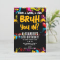 Bruh Neon Graffiti Hip Hop Street Art Birthday Invitation | Zazzle