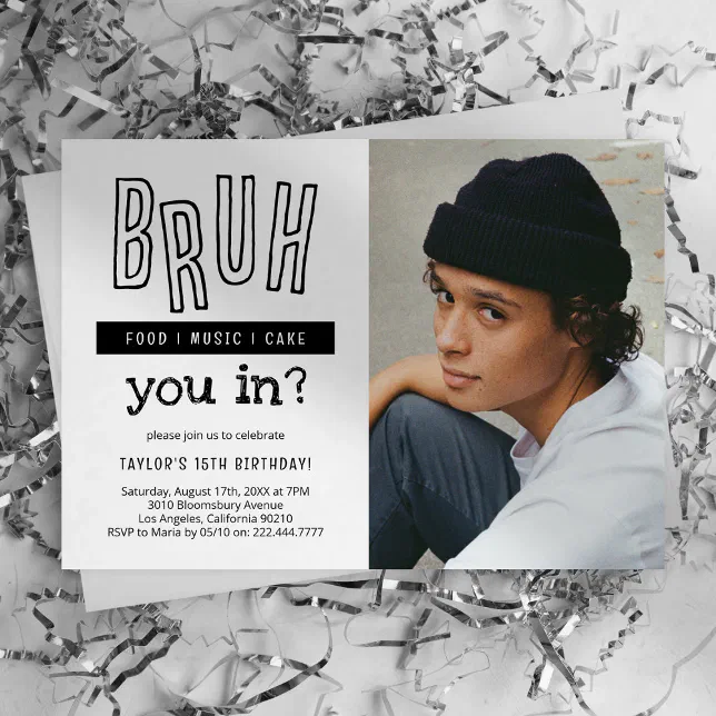 Bruh Teenager Boy Birthday Party Invitation | Zazzle