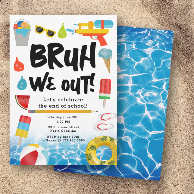 Bruh We Out End of School Year Summer Party Invitation | Zazzle