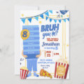 Bruh You in Blue Pizza Popcorn Pajamas Birthday Invitation | Zazzle