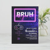 Bruh, You In? Neon Arcade Video Games Boy Birthday Invitation | Zazzle