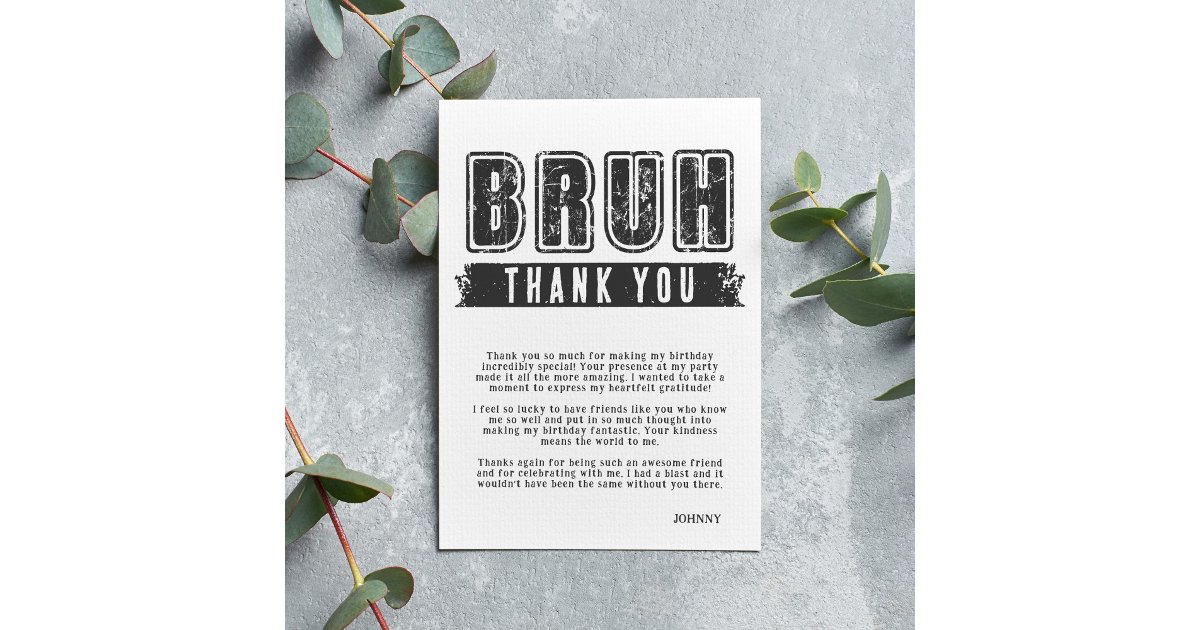 Bruh, You In? Pool Party Teen Boy Birthday Thank You Card | Zazzle