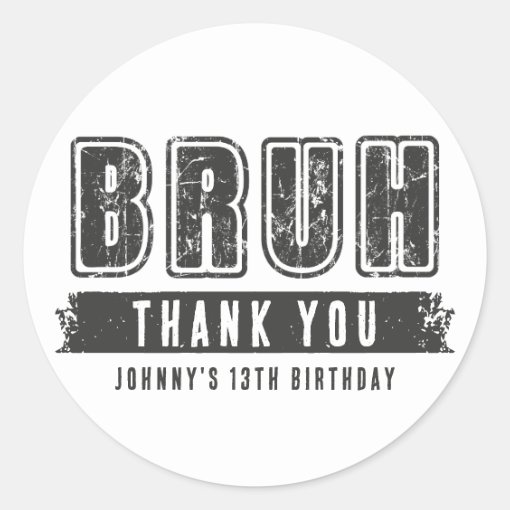 Bruh You In Pool Party Teen Boy Birthday Thank You Classic Round ...