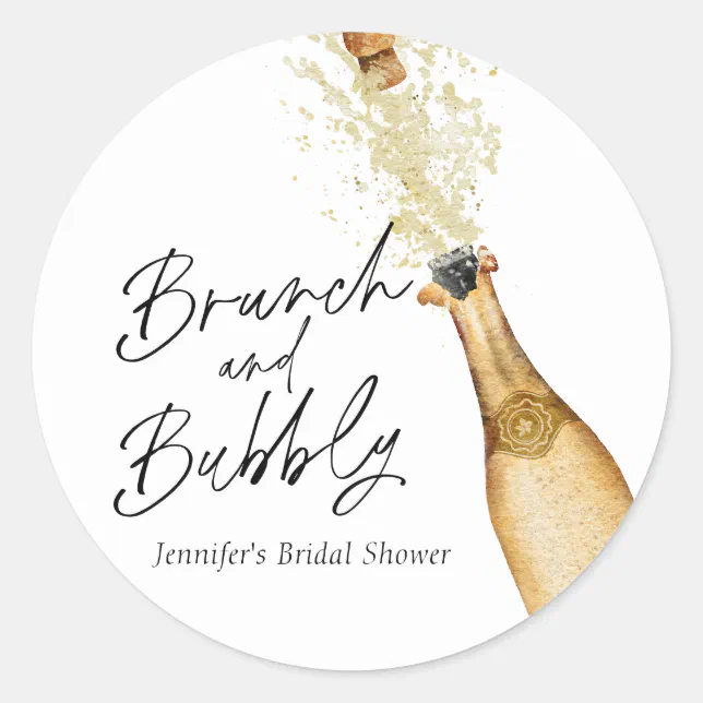 Brunch and Bubbly Bridal Shower Classic Round Stic Classic Round ...