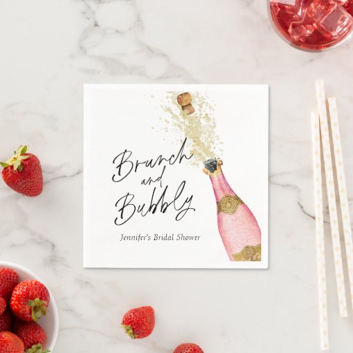Brunch and Bubbly Bridal Shower Paper Napkins | Zazzle