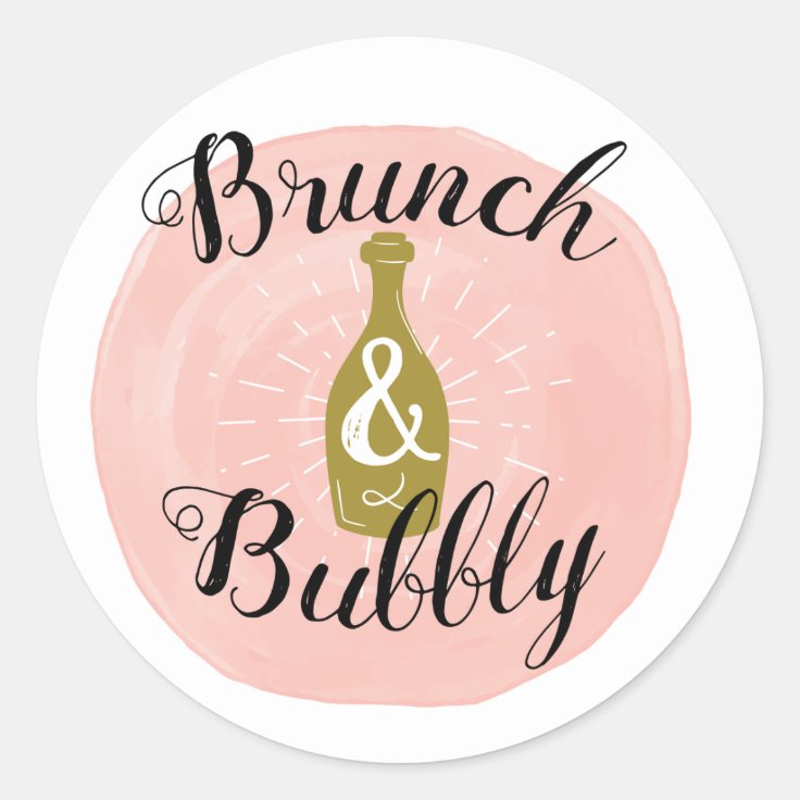 Brunch and Bubbly Bridal Shower Stickers | Zazzle