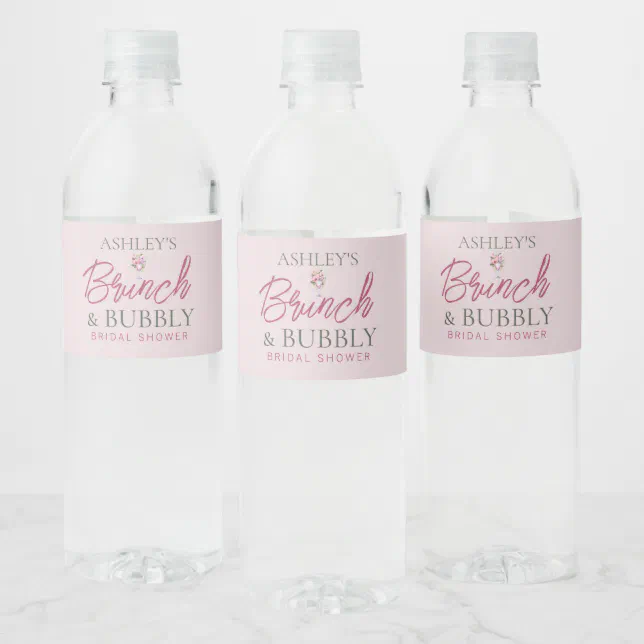 Brunch and Bubbly Bridal Shower Water Bottle Label | Zazzle