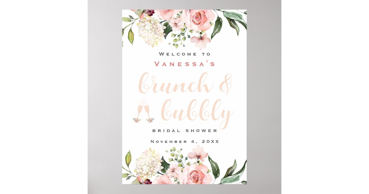 Brunch and Bubbly Bridal Shower Welcome Sign | Zazzle