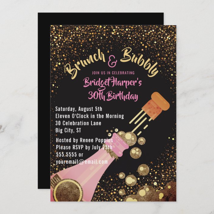 Brunch and Bubbly Champagne Birthday Invitation | Zazzle.com