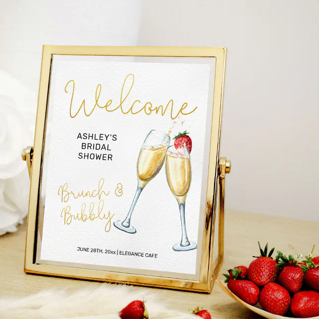 Brunch and Bubbly Champagne Glasses Welcome Sign | Zazzle