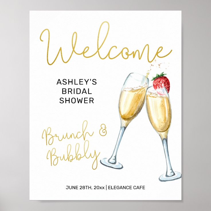 Brunch and Bubbly Champagne Glasses Welcome Sign | Zazzle