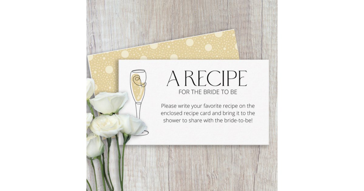 Brunch and Bubbly Champagne Recipe for the bride Enclosure Card | Zazzle