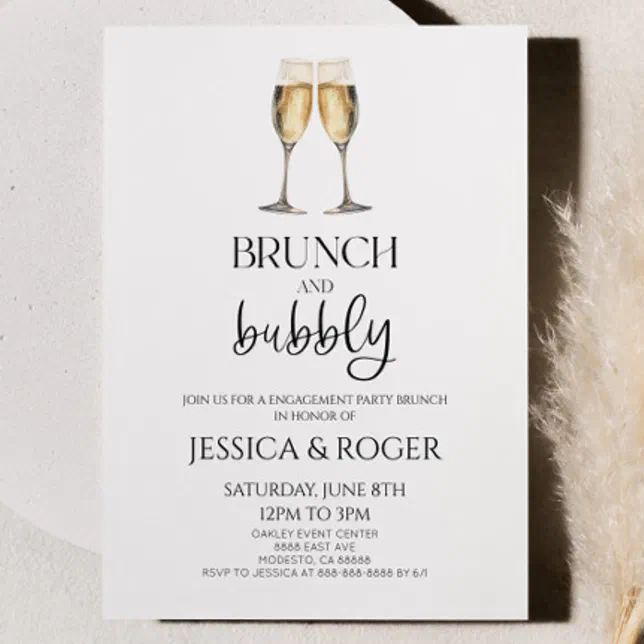 Brunch and Bubbly Engagement Party Brunch Invitation | Zazzle