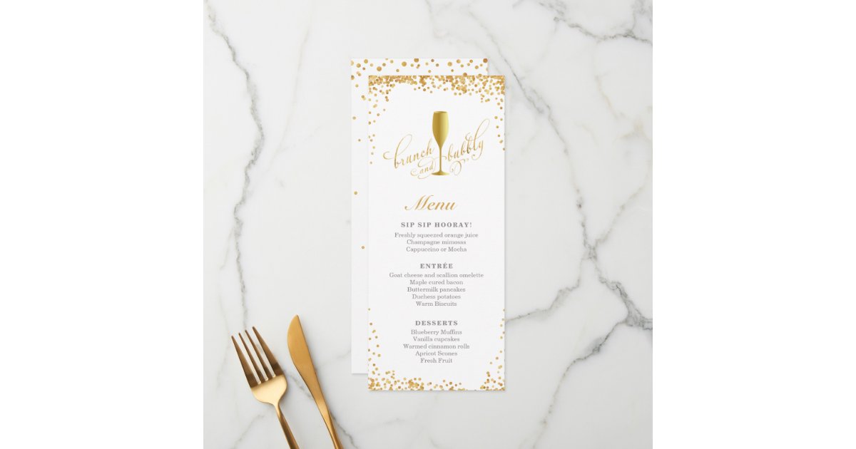 Brunch and Bubbly Engagement | Shower Menu | Zazzle