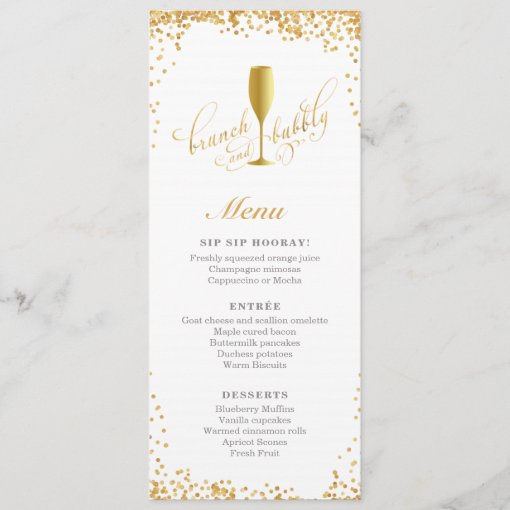 Brunch and Bubbly Engagement | Shower Menu | Zazzle