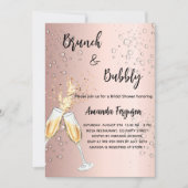 Brunch Bubbly Bridal Shower rose gold bubbles Invitation | Zazzle
