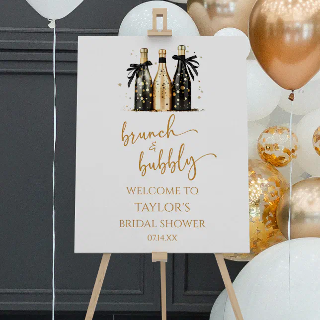 Brunch Bubbly Champagne Bridal Shower Welcome Sign | Zazzle