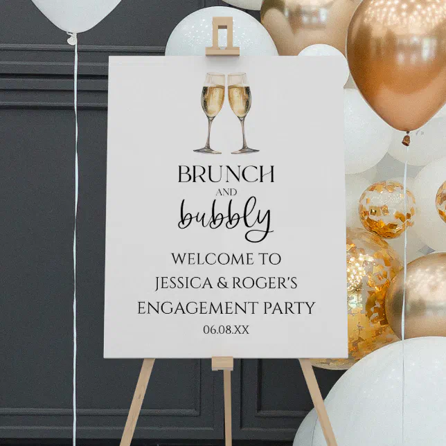 Brunch Bubbly Engagement Party Brunch Welcome Sign | Zazzle