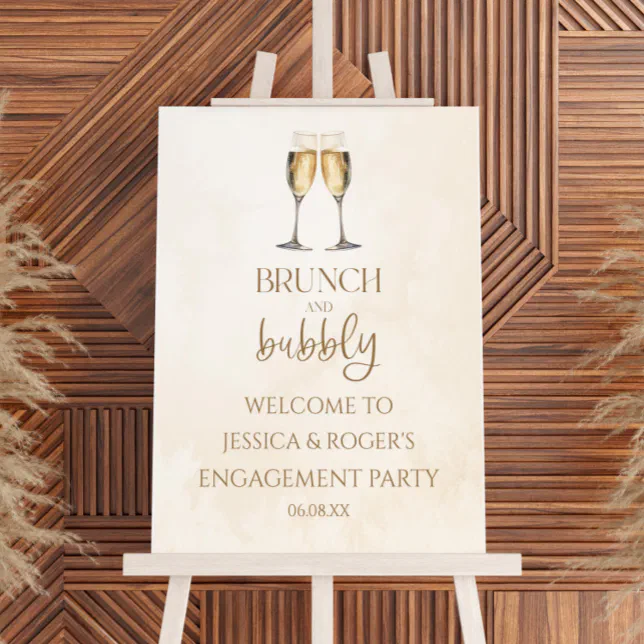 Brunch Bubbly Engagement Party Brunch Welcome Sign | Zazzle