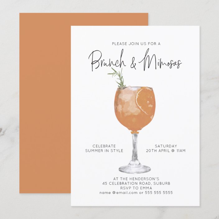 Brunch & Mimosas Summer Cocktail Party Invitation | Zazzle.com