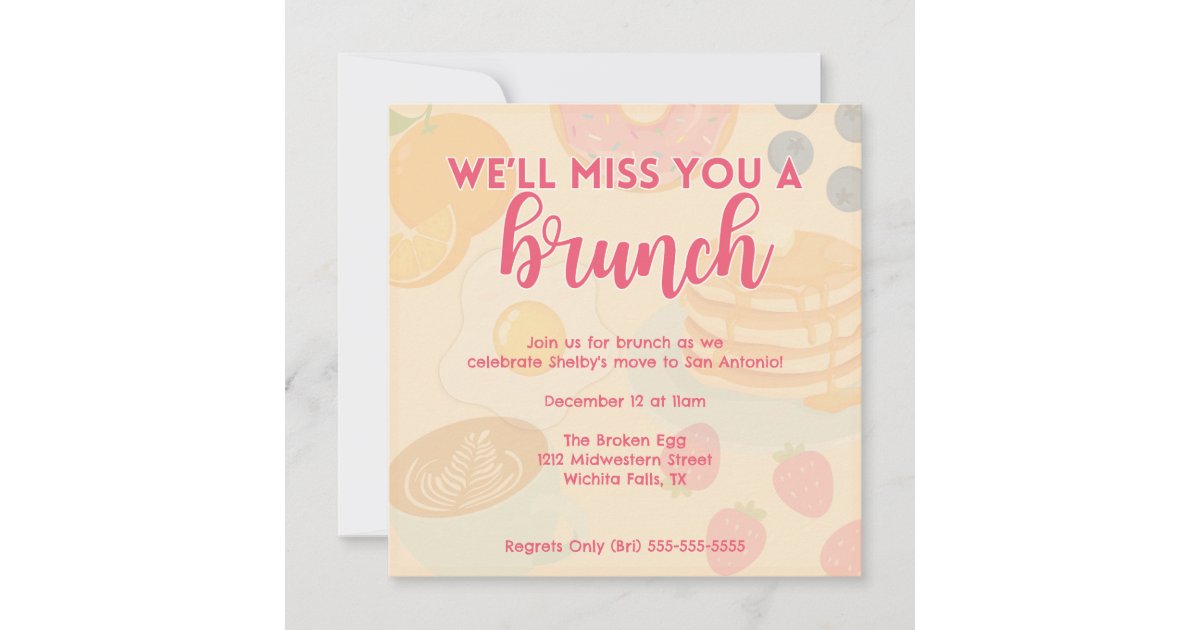 Brunch-Themed Going Away/Farewell Party Invitation | Zazzle