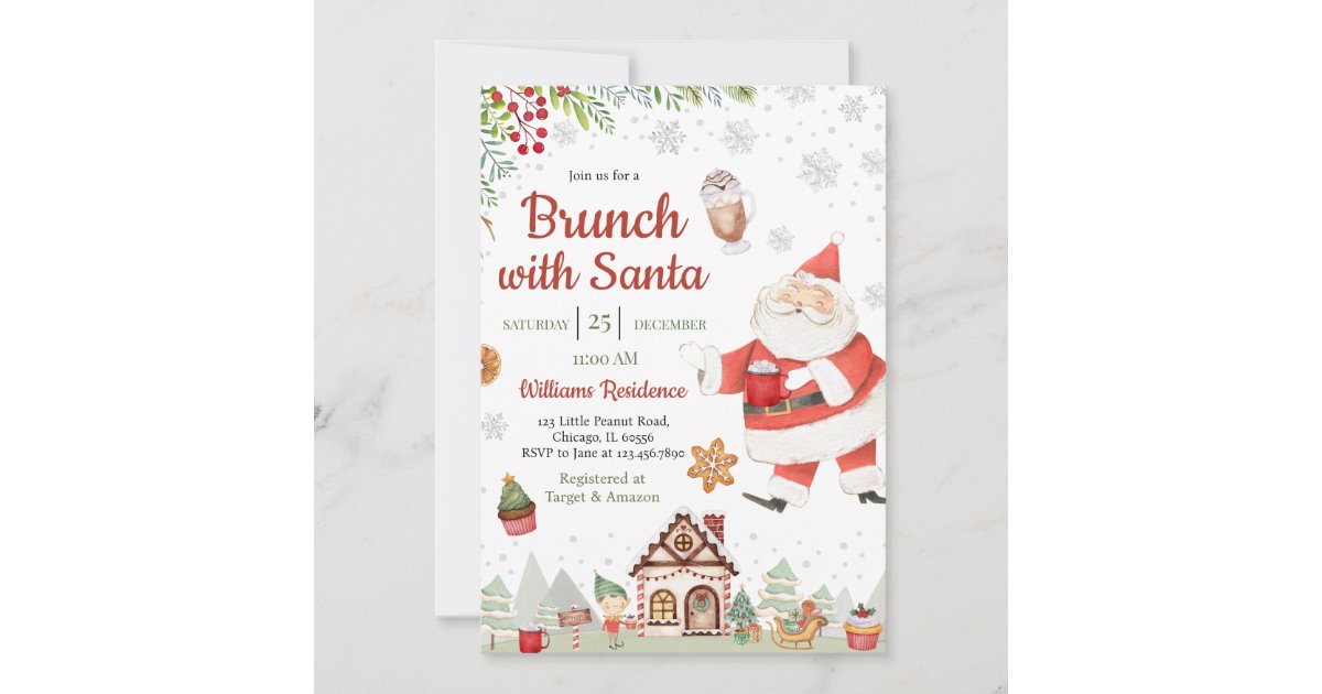 Brunch with Santa Christmas Party Invitation | Zazzle