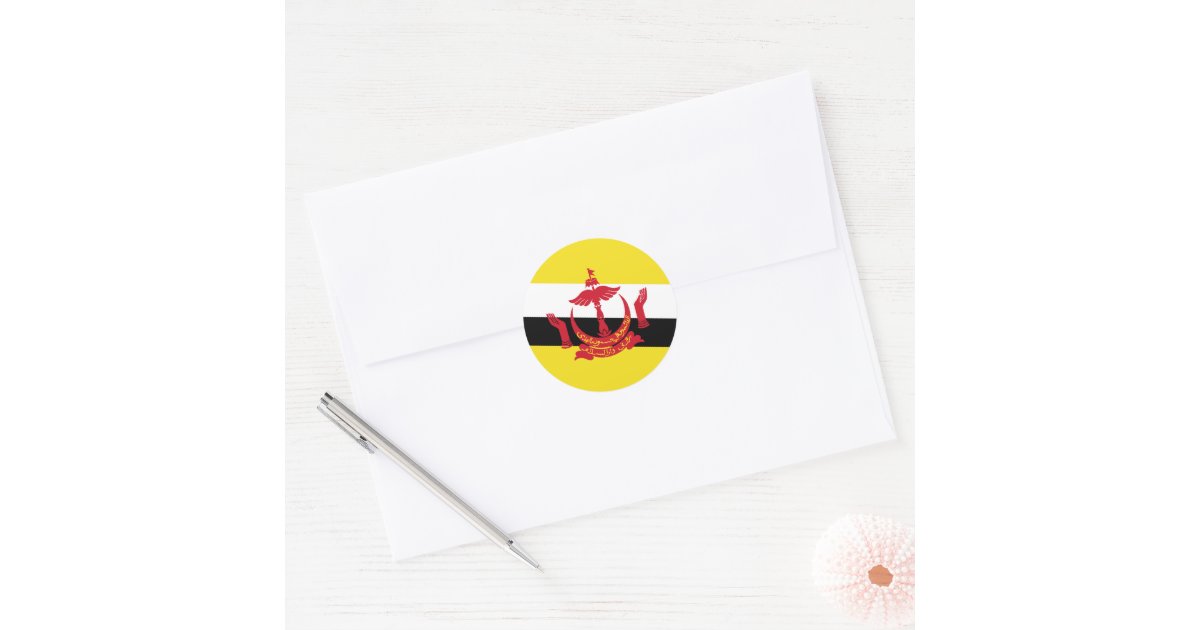 Brunei flag classic round sticker | Zazzle