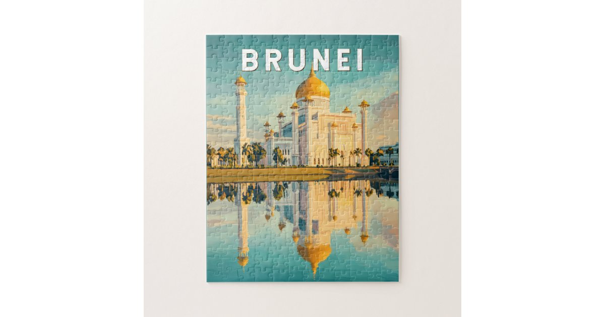 Brunei Illustration Travel Art Vintage Jigsaw Puzzle | Zazzle