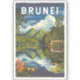 Brunei Painterly Illustration Travel Art Vintage Sticker | Zazzle
