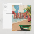 Brunei vintage travel poster art. postcard | Zazzle