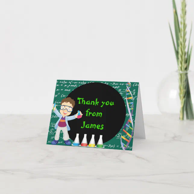 Brunette Boy Mad Scientist Thank You Note Card | Zazzle
