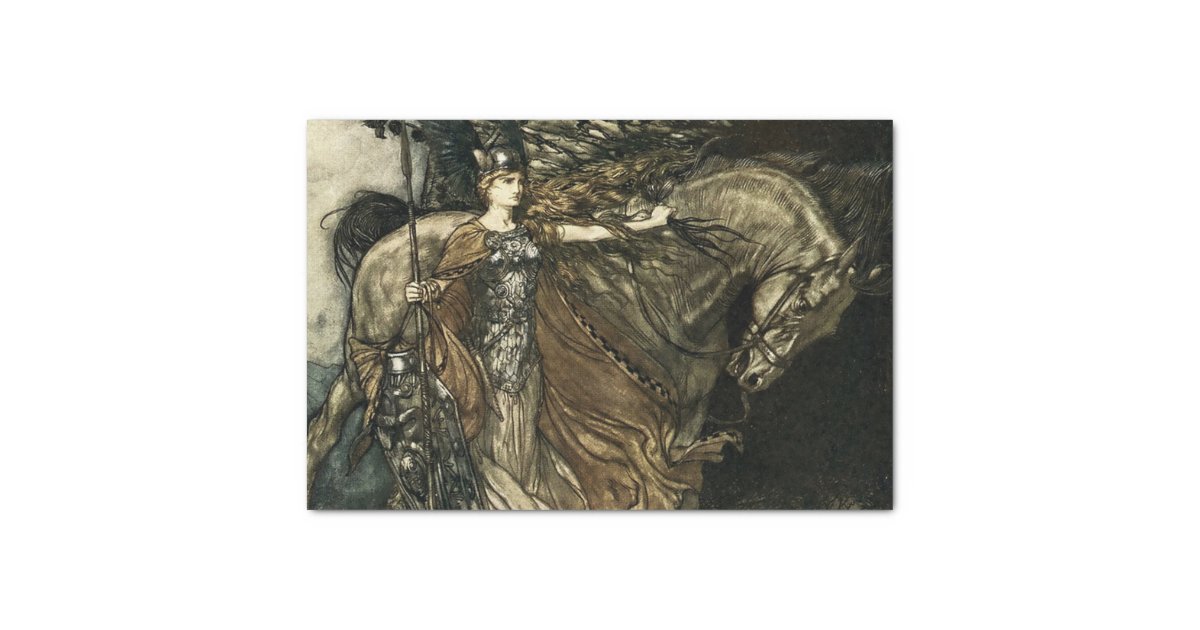 “Brunhilde With Her Horse” by Arthur Rackham Tissue Paper | Zazzle