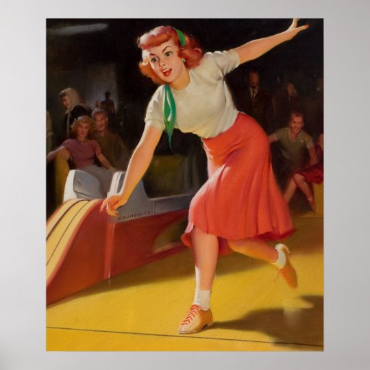 Brunswick Bowling Pin Up Art Poster | Zazzle.com