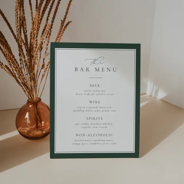 BRUNSWICK Green Bar Menu List Pedestal Sign | Zazzle