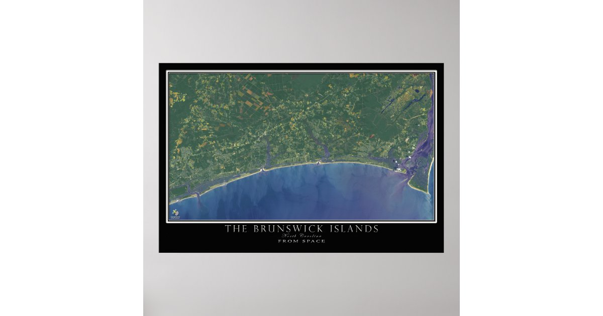 Brunswick Islands North Carolina Satellite Map Poster | Zazzle