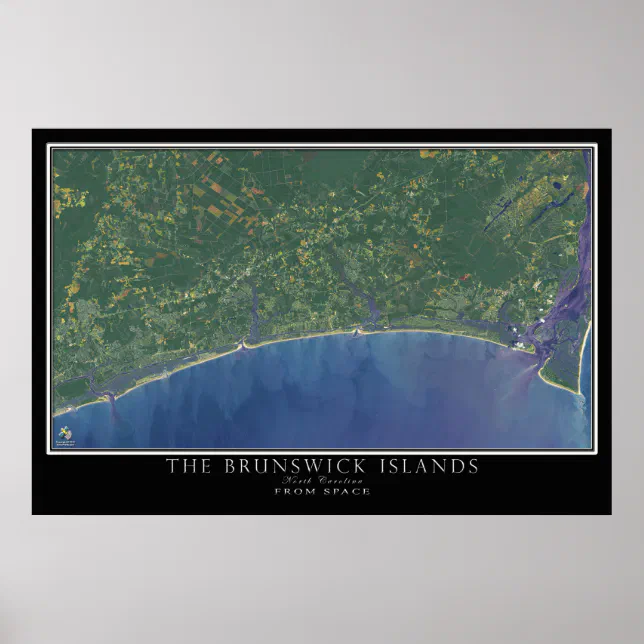 Brunswick Islands North Carolina Satellite Map Poster | Zazzle