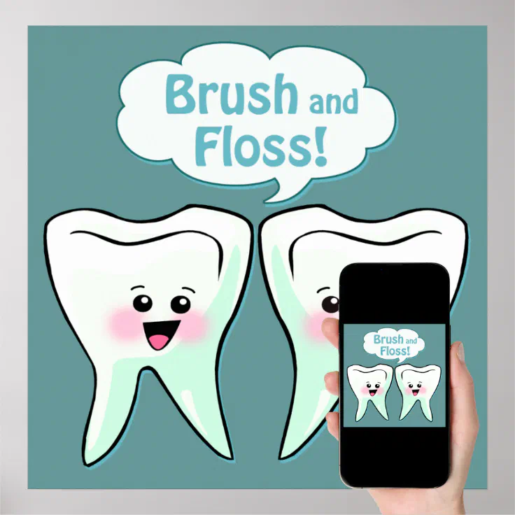 Brush and Floss Art Poster | Zazzle