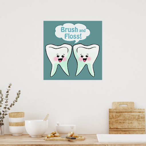 Brush and Floss Art Poster | Zazzle