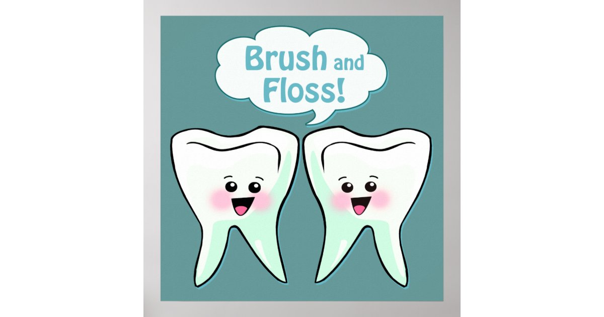 Brush and Floss Art Poster | Zazzle