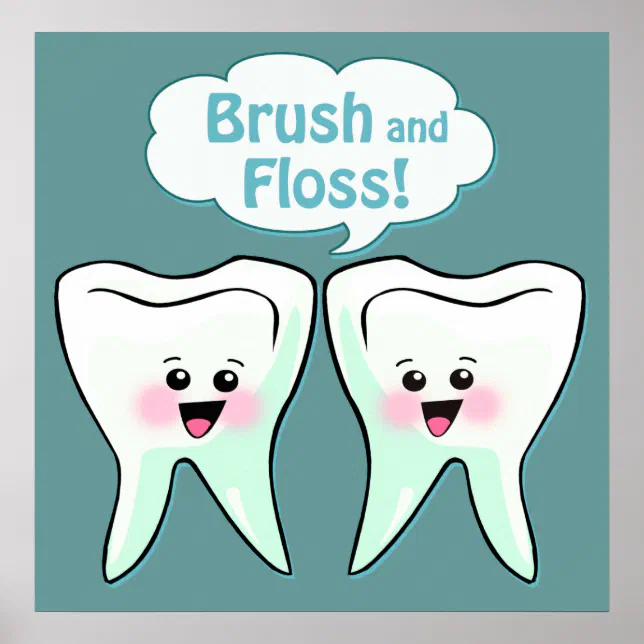 Brush and Floss Art Poster | Zazzle