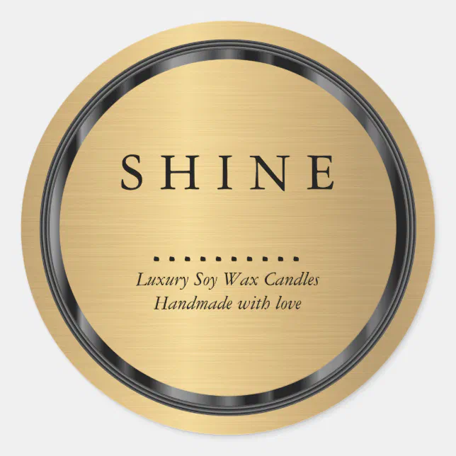 Brush Gold and Black Frame Classic Round Sticker | Zazzle